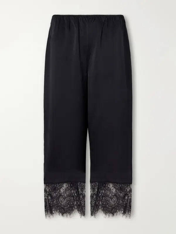 Posse Blake Lace-trimmed Silk-satin Straight-leg Pants