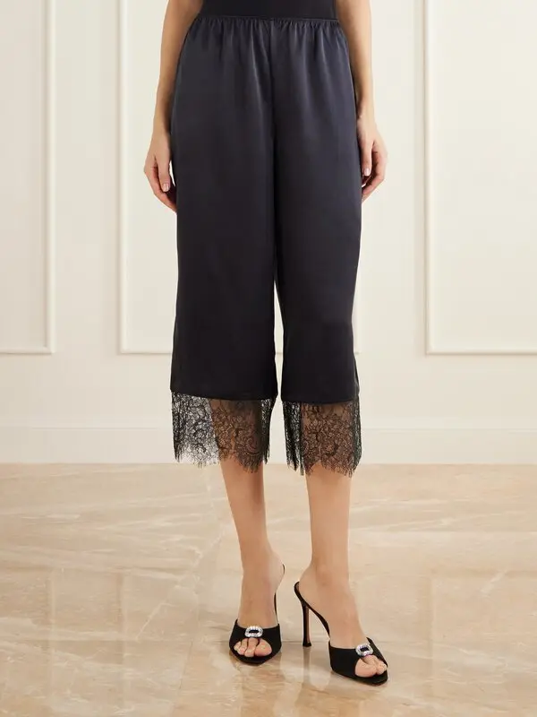 Posse Blake Lace-trimmed Silk-satin Straight-leg Pants