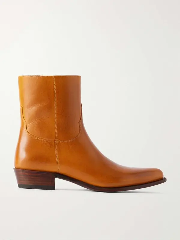 Polo Ralph Lauren Paneled Leather Ankle Boots - Beige