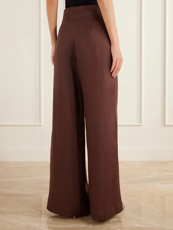 ANDRES OTALORA Salmar Linen-woven Wide-leg Pants