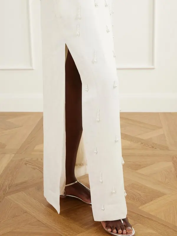 ANDRES OTALORA Velar Embellished Linen Woven Maxi Dress - Neutrals