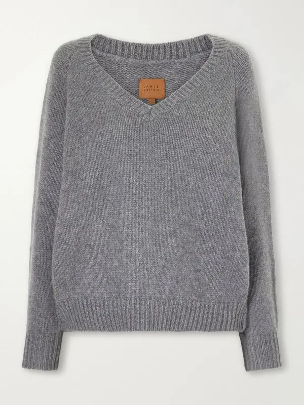 JAMIE HALLER The V Fave Cashmere Sweater - Gray
