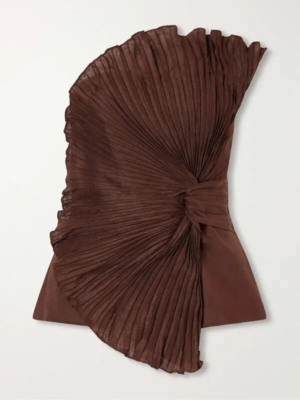 ANDRES OTALORA Nudo Sagrado Strapless Pleated Linen-woven Top