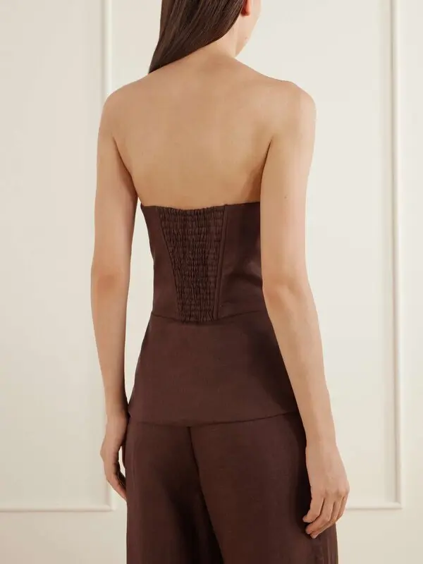 ANDRES OTALORA Nudo Sagrado Strapless Pleated Linen-woven Top