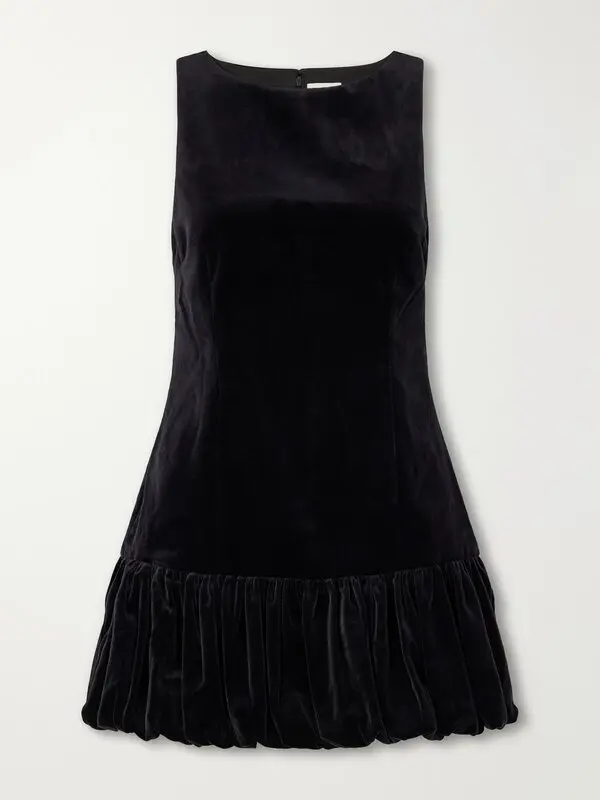 Posse Dean Gathered Darted Cotton-velvet Mini Dress