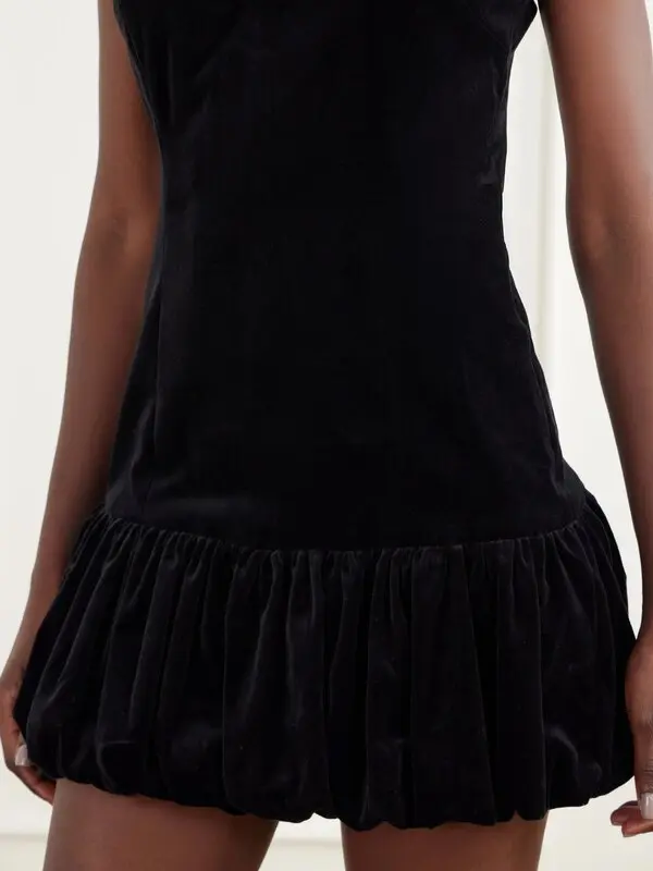 Posse Dean Gathered Darted Cotton-velvet Mini Dress