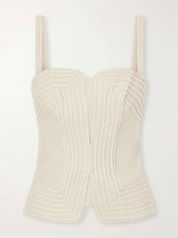 ANDRES OTALORA Encontre Corded Linen-woven Top - Ivory