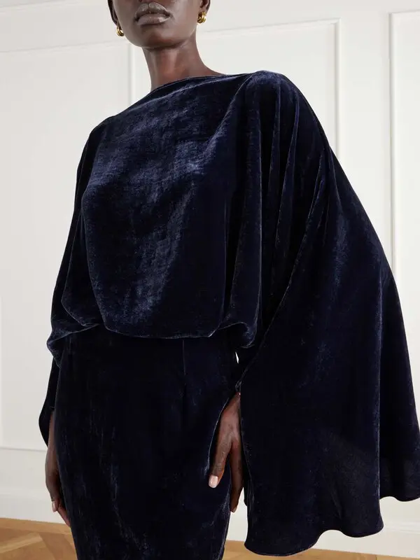TALLER MARMO Musidora Cape-effect Draped Velvet Gown