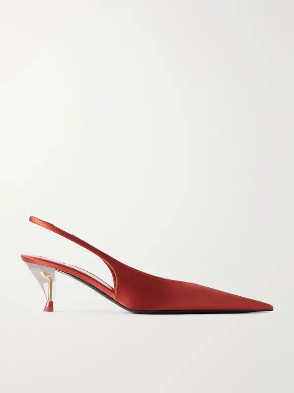 Saint Laurent Fanny 55 Crepe-satin Slingback Pumps