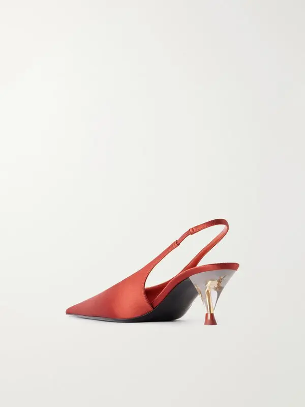 Saint Laurent Fanny 55 Crepe-satin Slingback Pumps