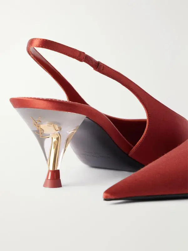 Saint Laurent Fanny 55 Crepe-satin Slingback Pumps