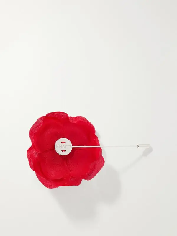 Khaite Frankie Floral-appliqué Silk-chiffon Brooch