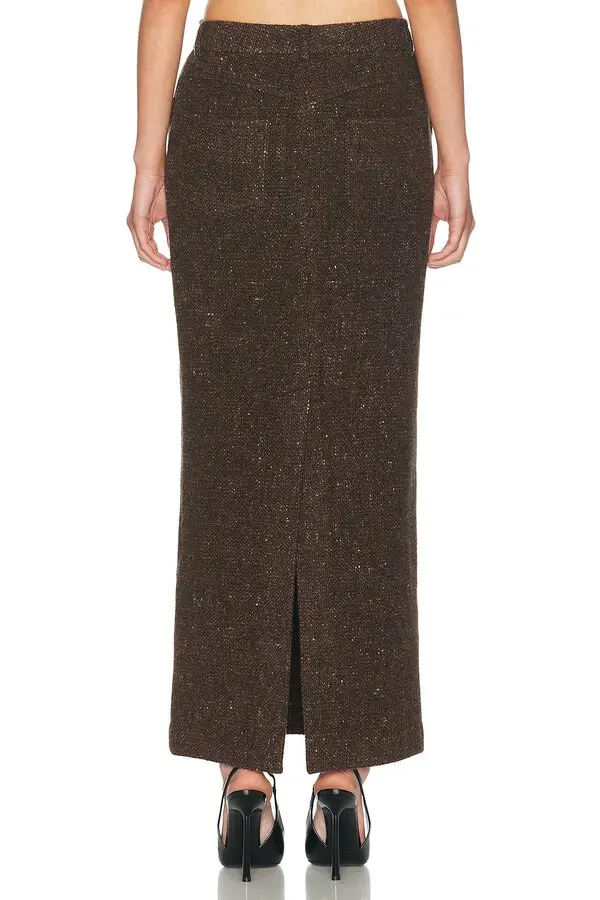 Ralph Lauren Textured Tweed Maxi Pencil Skirt In Brown