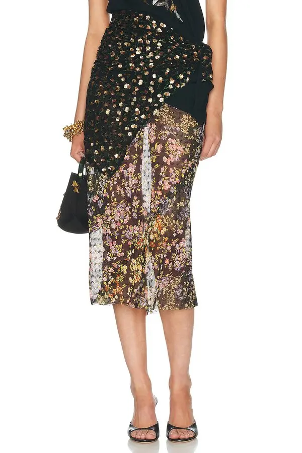 Dries Van Noten Sati Skirt In Burgundy