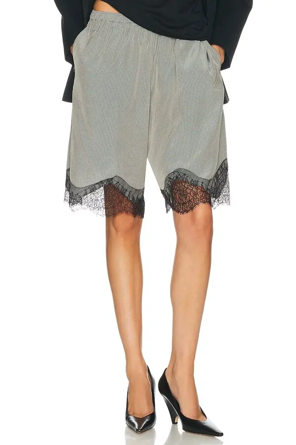THE FRANKIE SHOP Baxter Lace Bermuda Shorts In Grey