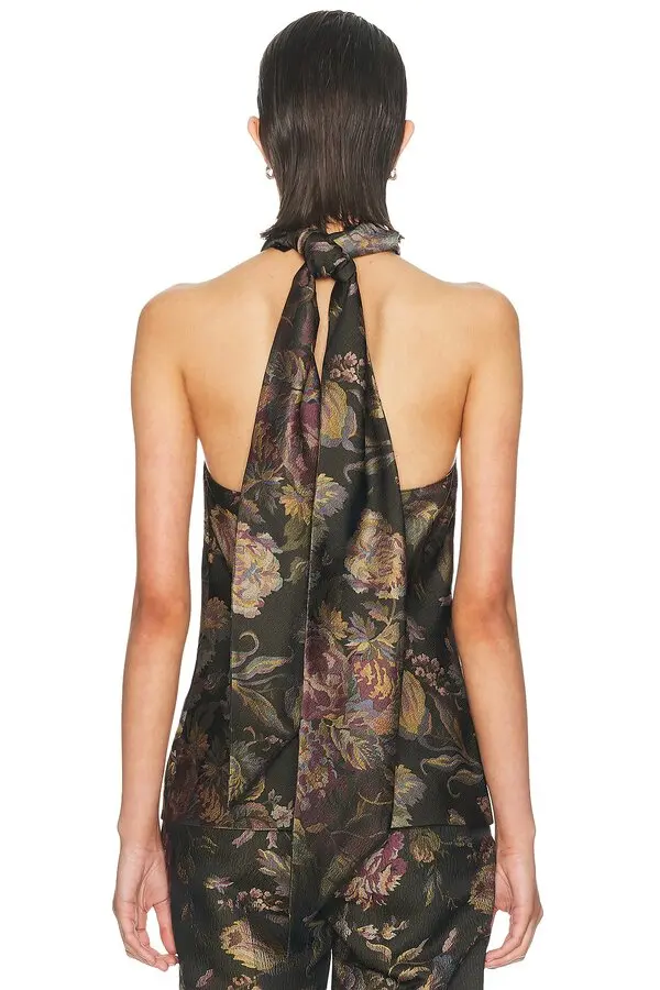 Ralph Lauren Fluid Tapestry Sleeveless Blouse In Brown
