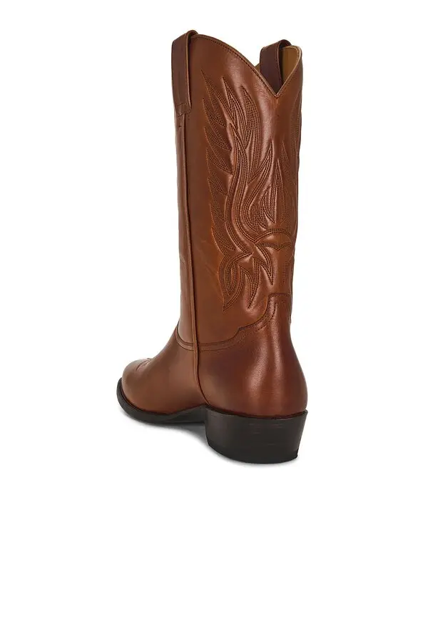 Ralph Lauren Purple Label Burnished Calf Western Boots In Brown