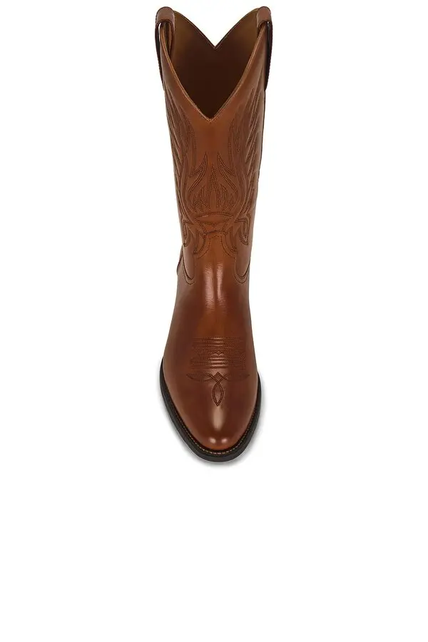Ralph Lauren Purple Label Burnished Calf Western Boots In Brown