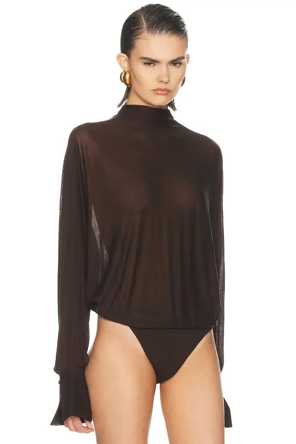 SEROYA Hawkes Bodysuit In Brown