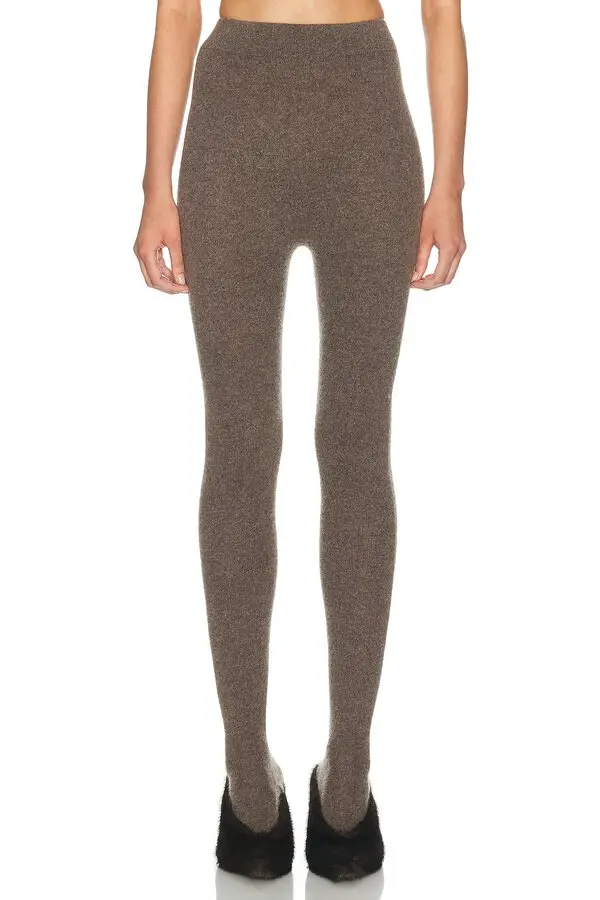 Nour Hammour Whit Cashmere Tights In Brown