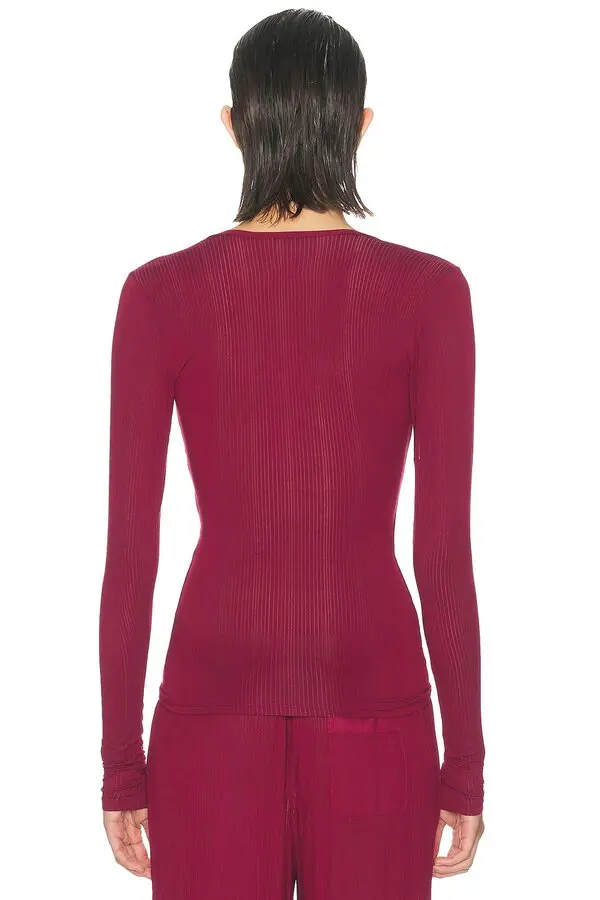 NEGATIVE UNDERWEAR Whipped Henley In Burgundy - Cassis