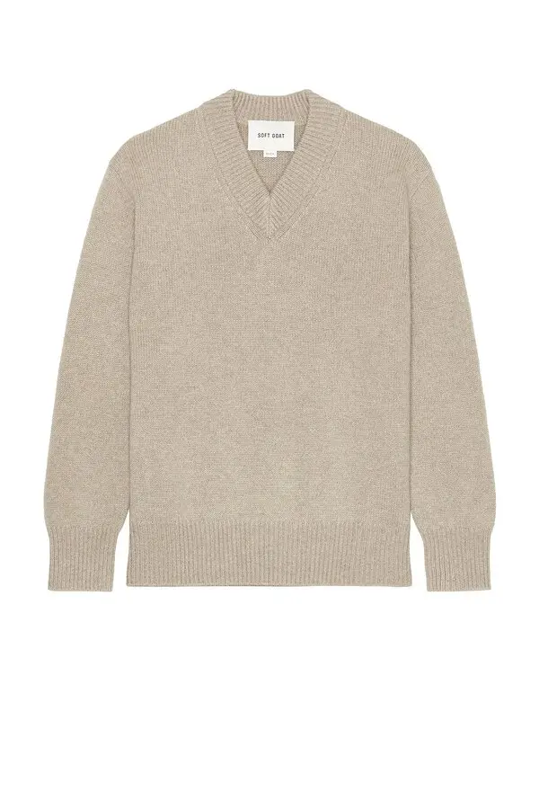 Soft Goat V Neck Sweater In Grey