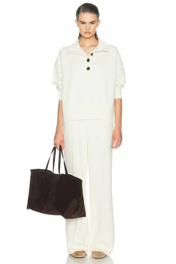 Varley Bronya Button Placket Sweater In White
