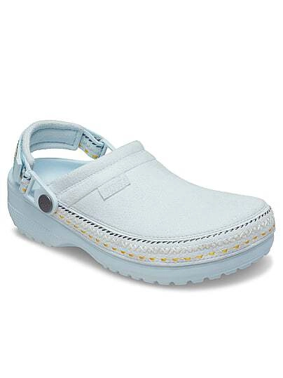 Pink Crocs Classic Crafted Vegan Stitched Suede Clog - Blue