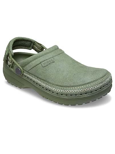 Pink Crocs Classic Crafted Vegan Stitched Suede Clog - Green