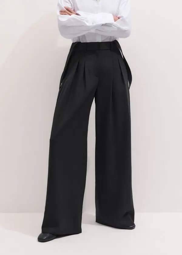 ME+EM Perfect Pleat Wide Leg Pant - Black