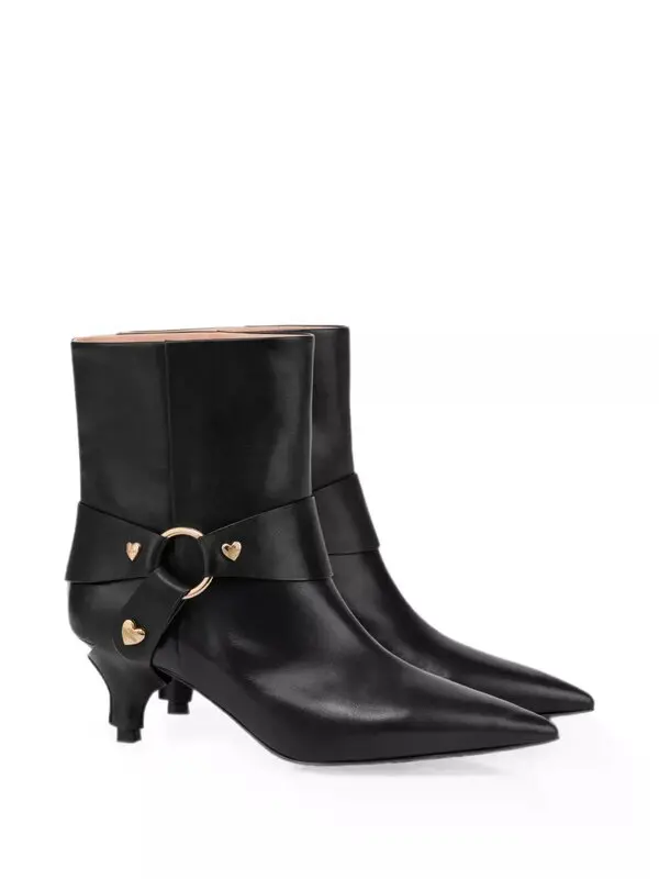 Moschino Heart-embellished Leather Ankle Boots