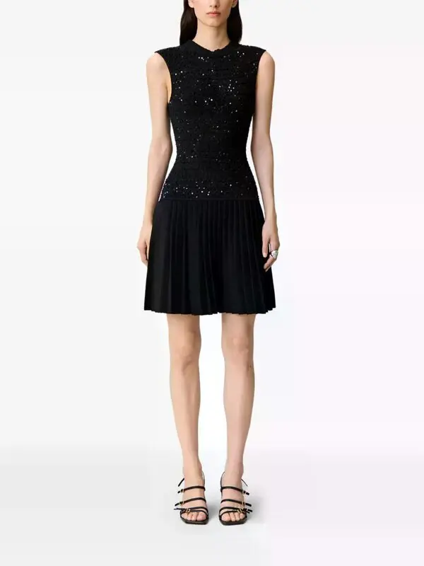 Claudie Pierlot Sequin-embellished Pleated Knitted Dress