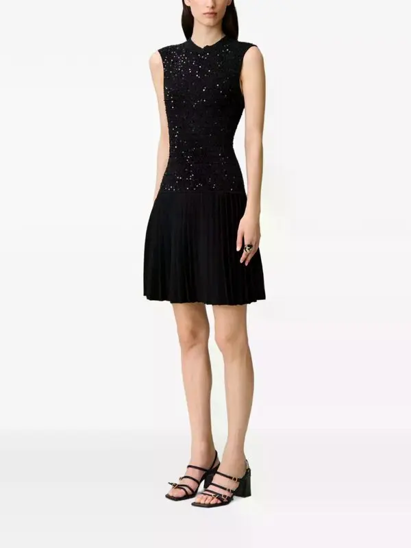 Claudie Pierlot Sequin-embellished Pleated Knitted Dress