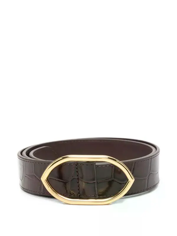 Jacquemus Calisson Croc-effect Leather Belt - Red