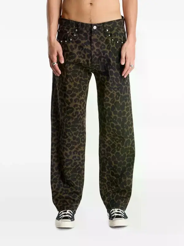 Obey Studded Leopard-print Jeans