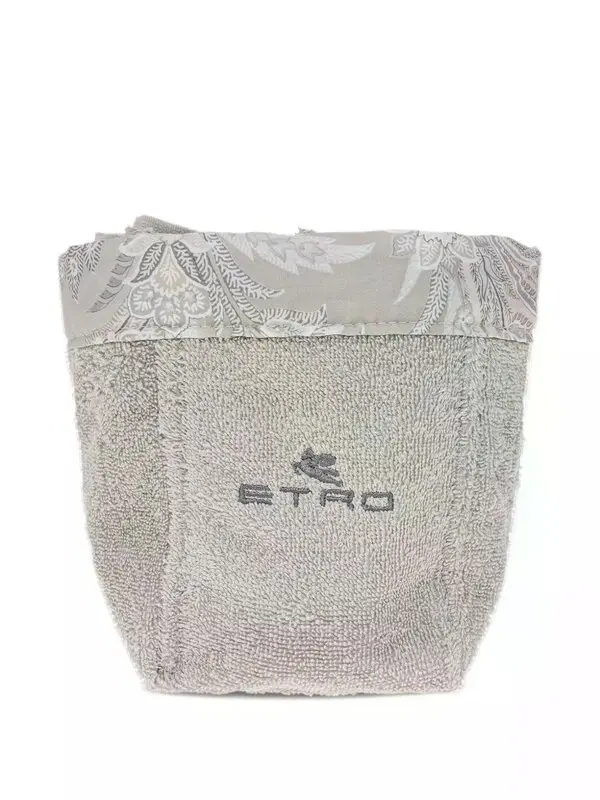 Etro Paisley-trim Cotton Basket And Towels Set - Grey