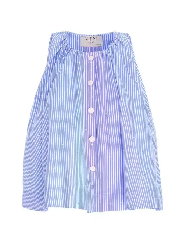 V:PM ATELIER Claudia Striped Crystal-embellished Top