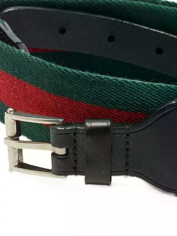 Gucci Web Canvas Leather Belt