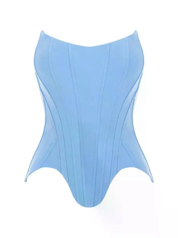 V:PM ATELIER Demi Panelled Corset Top - Blue