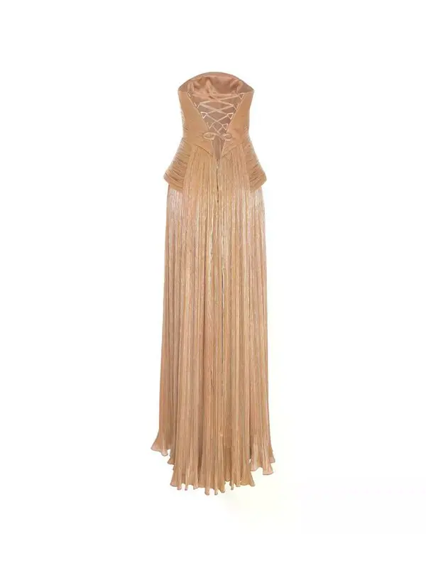V:PM ATELIER Sweet Ruched Lace-up Maxi Dress