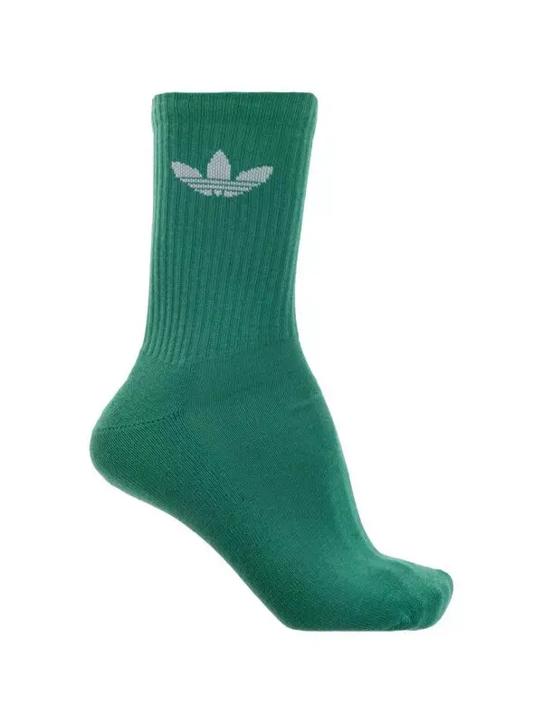 Adidas Logo-embroidered Ribbed-knit Socks