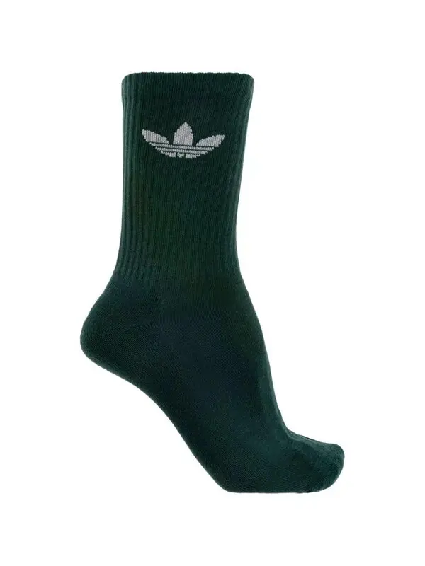 Adidas Logo-embroidered Ribbed-knit Socks