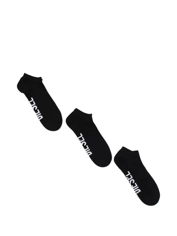 DIESEL® Three-pack Low-cut Logo Instep Socks - Black