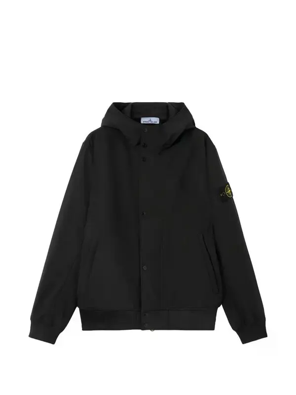 Stone Island 4100118 Light Soft Shell-r E. Dye® Technology In Recycled-polyester Hooded Jacket With Water And Wind-resistant Membrane - Black