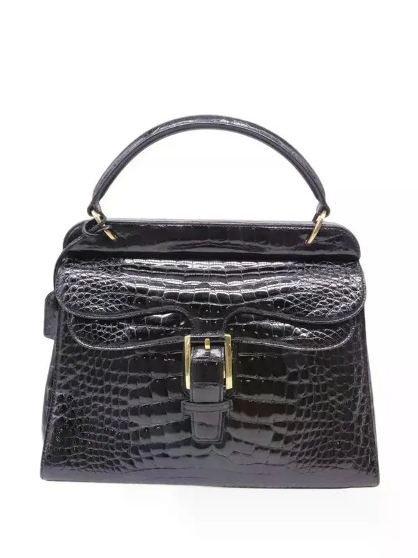 Gucci Double-flap Crocodile-leather Top Handle Bag - Black