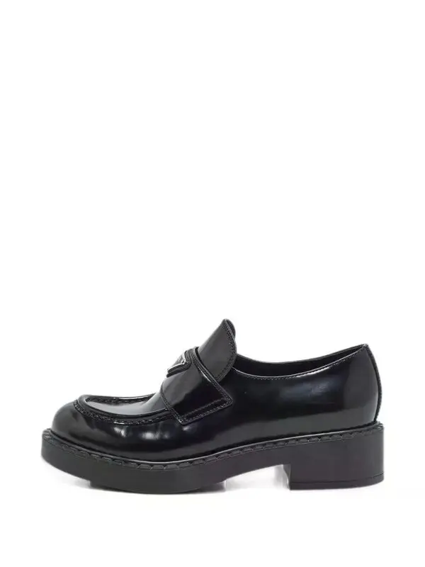 Prada Chocolate Logo-plaque Leather Loafers
