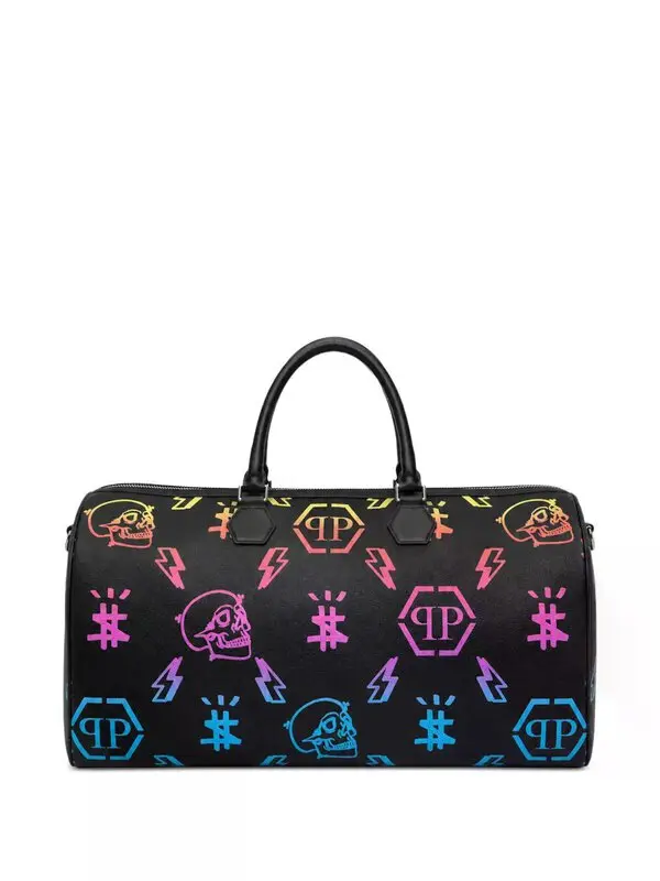 Philipp Plein Leather Travel Bag Rainbow Monogram
