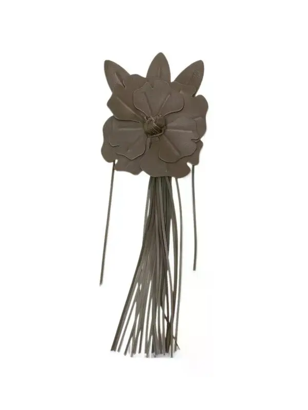 Pinko Floral-appliqué Leather Bag Charm - Brown