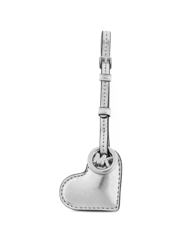 Michael Kors Metallic Puffy Heart Leather Bag Charm - Silver