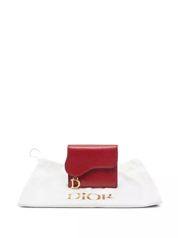Dior 2023 Saddle Leather Trifold Wallet - Red